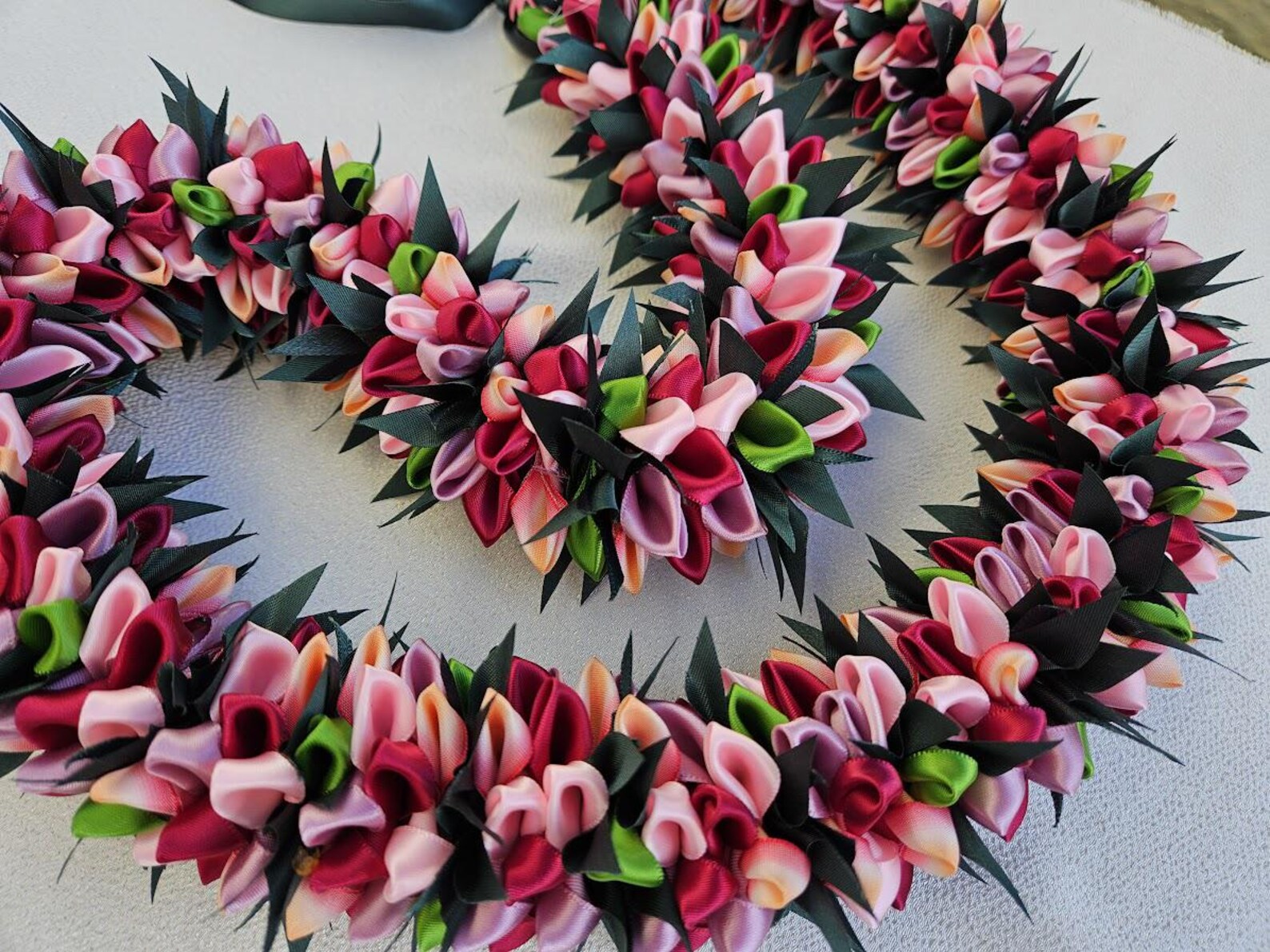 Desert Rose Hawaiian Ribbon Lei,graduation Lei,anniversary Lei,wedding ...