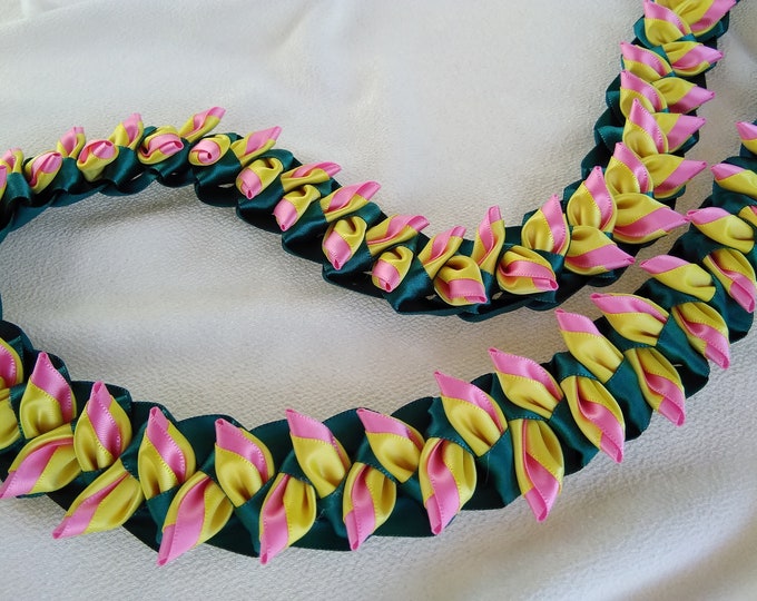 Heliconia Flat Hawaiian Ribbon Lei Yellow and Pink - Etsy