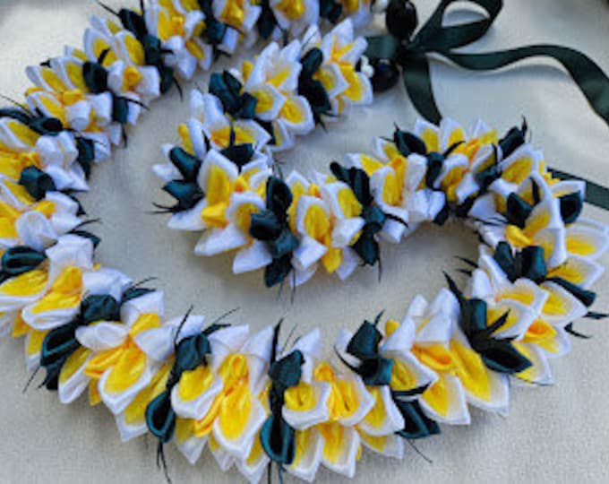 White Plumeria Hawaiian Ribbon Lei,graduation Lei,anniversary Lei ...