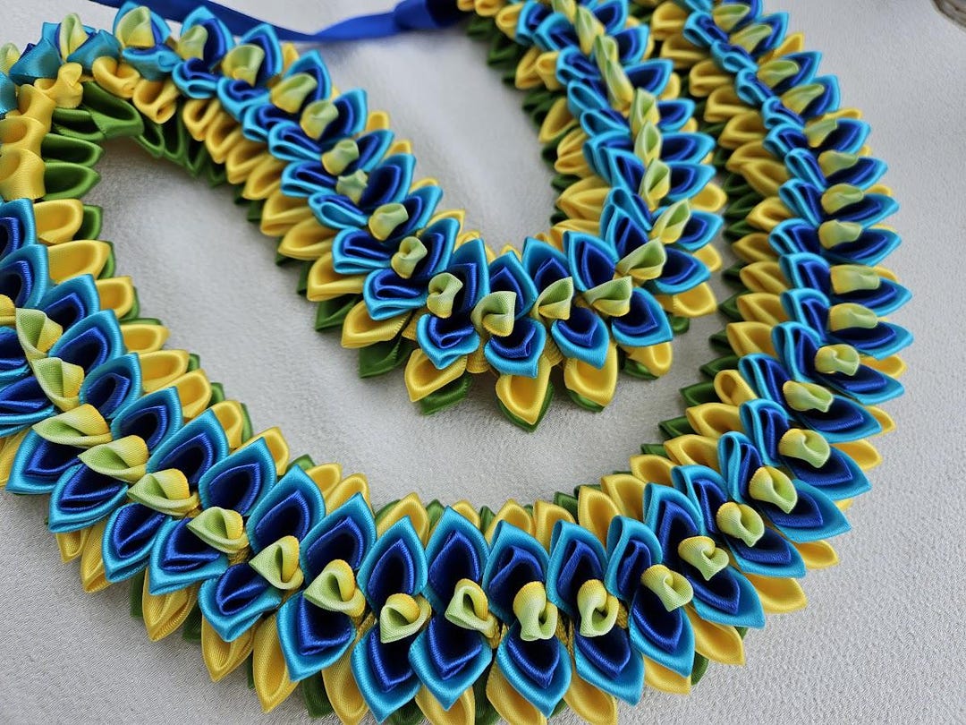 Peacock Hawaiian Ribbon Lei,graduation Lei,anniversary Lei,wedding Lei ...