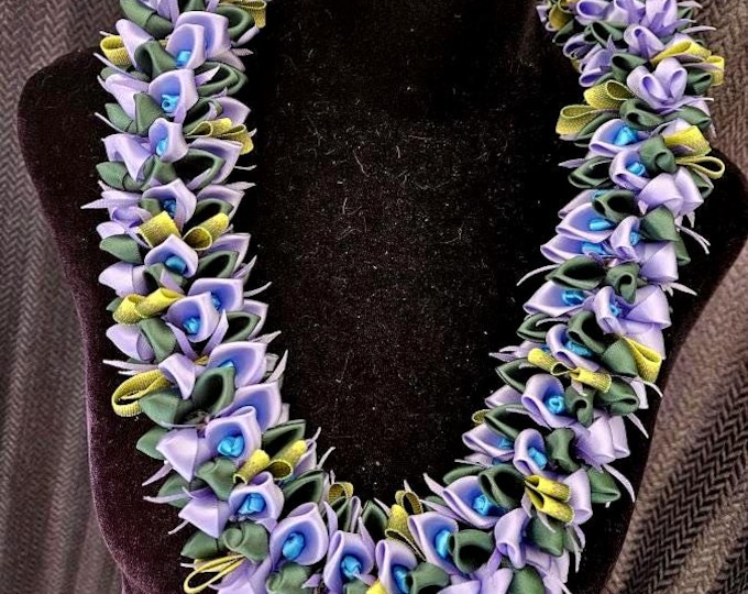 Blue Ginger Style Hawaiian Ribbon Lei,graduation Lei,anniversary Lei ...