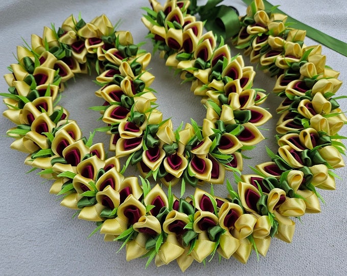 Cream Plum Hawaiian Ribbon Lei,graduation Lei,anniversary Lei,wedding ...