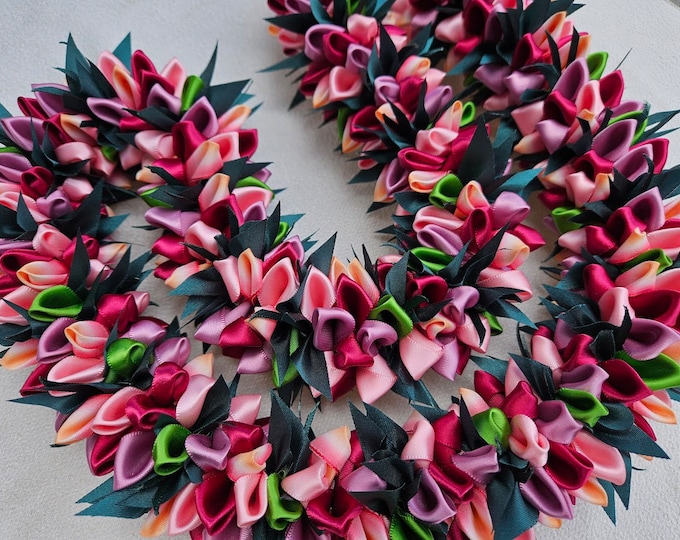 Desert Rose Hawaiian Ribbon Lei,graduation Lei,anniversary Lei,wedding ...