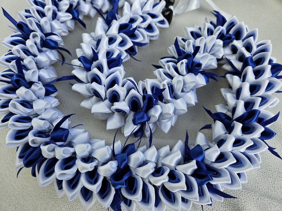 Hawaiian Whitecaps Ribbon Lei,hawaiian Ribbon Lei,graduation Lei ...