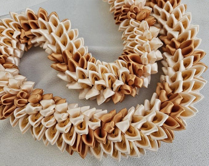 Gold Hawaiian Ribbon Lei,graduation Lei,anniversary Lei,wedding Lei ...
