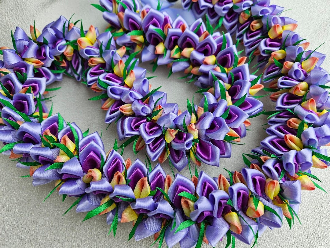 Purple Sunset Hawaiian Ribbon Lei,graduation Lei,anniversary Lei ...