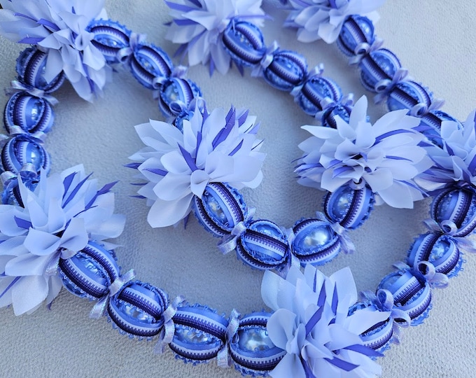 Purple Crown Flower , Hawaiian Ribbon Lei,graduation Lei,anniversary ...