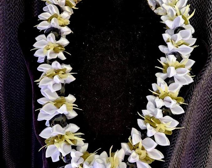 White Bougainvillea Hawaiian Ribbon Lei,graduation Lei,anniversary Lei ...