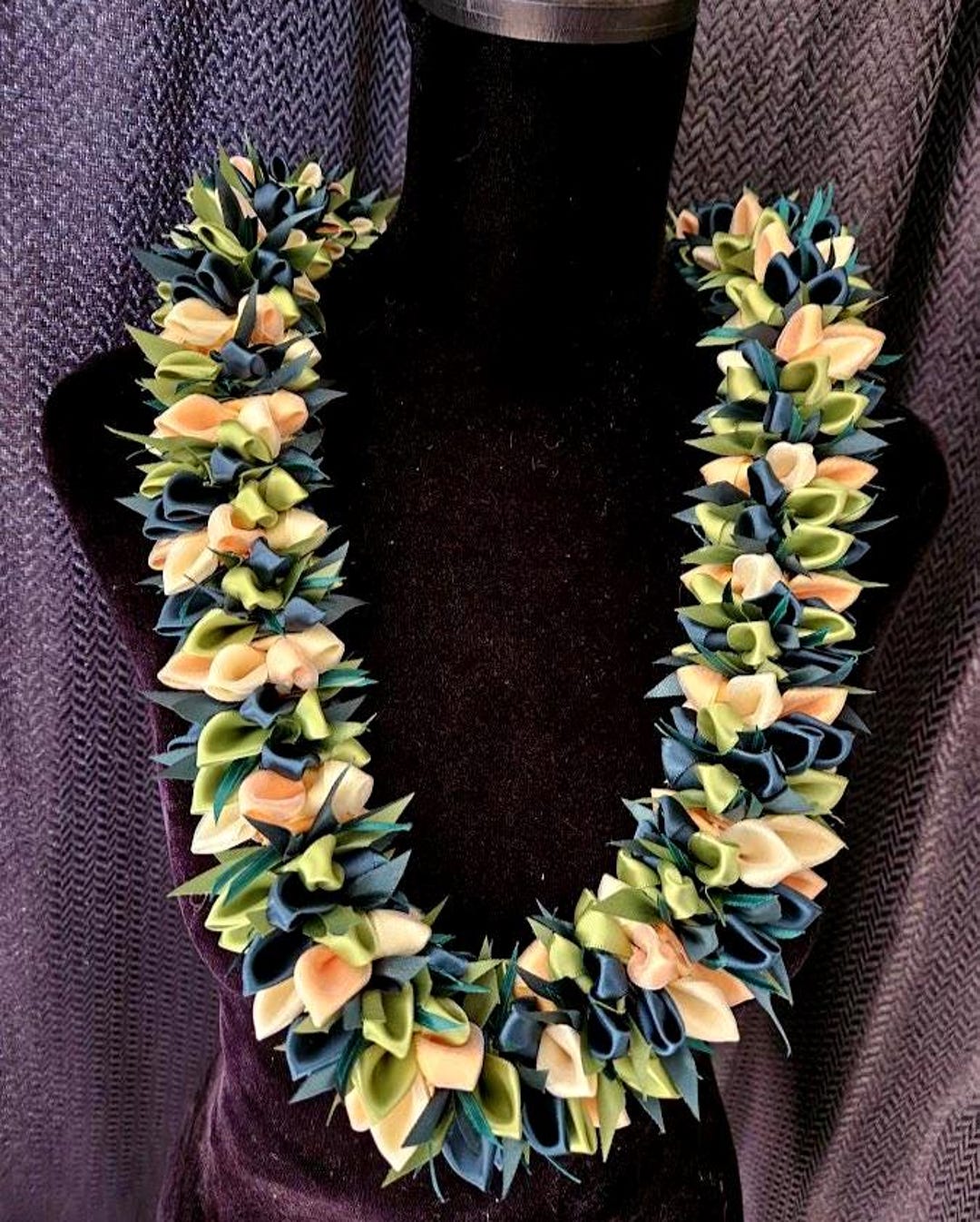 Yellow Blossom Hawaiian Ribbon Lei,graduation Lei,anniversary Lei ...
