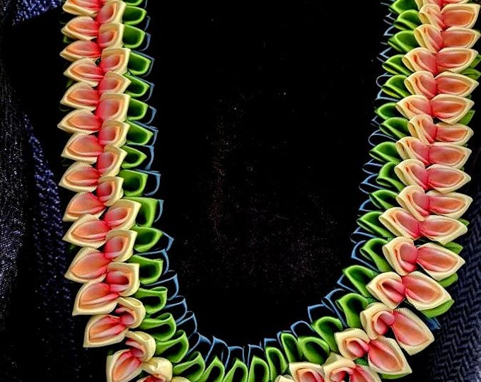 Sunrise Orchid Hawaiian Ribbon Lei,graduation Lei,anniversary Lei ...