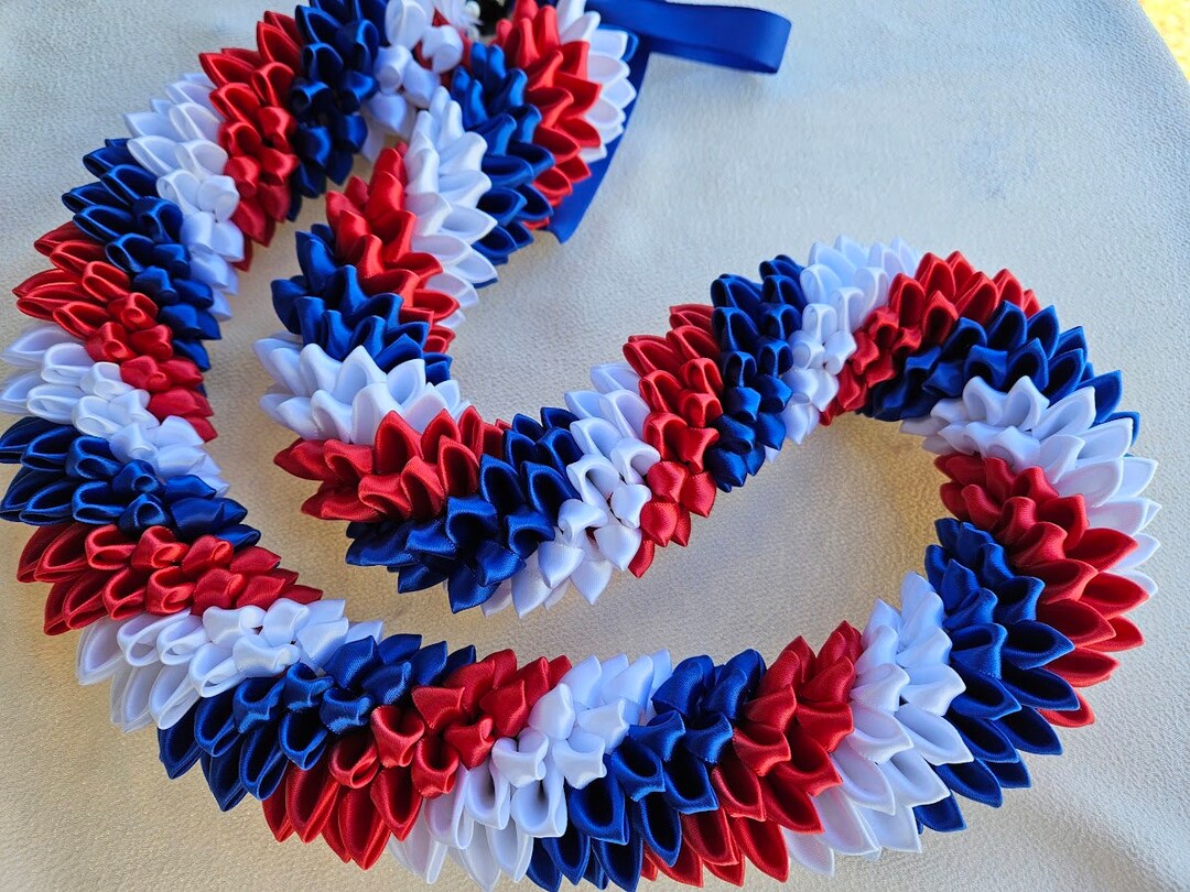 3 Color Hawaiian Ribbon Lei,graduation Lei,anniversary Lei,wedding Lei ...