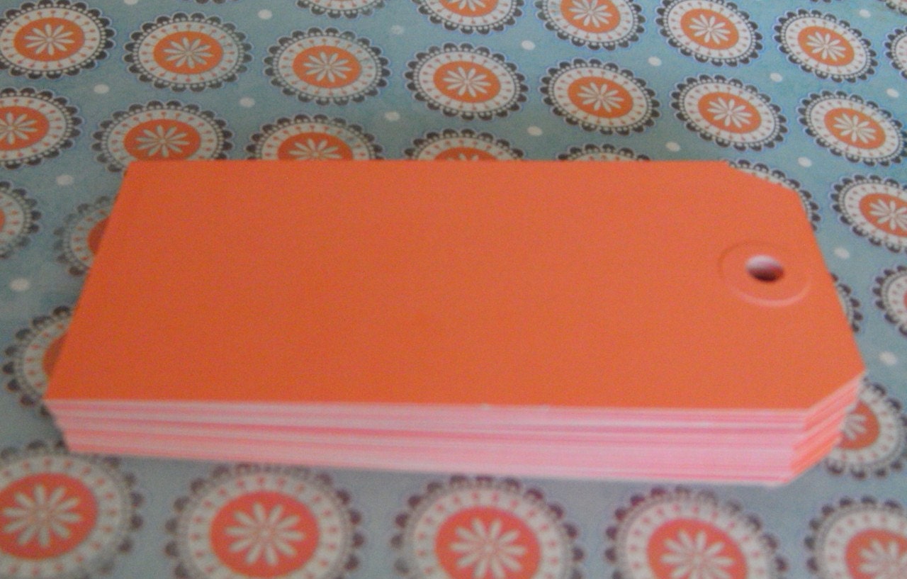 Orange Tags Craft Shipping Large Set of 25 - Etsy