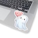 Ghost With Pink Heart Balloon - Kiss-cut Stickers Cute Sticker, Love ...