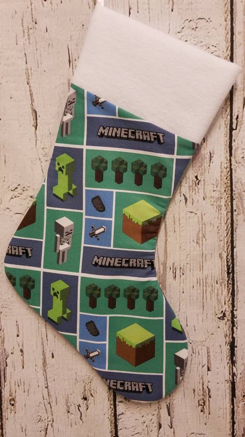 Minecraft Christmas Stocking, Video Game, Gamer, Kids Christmas - Etsy