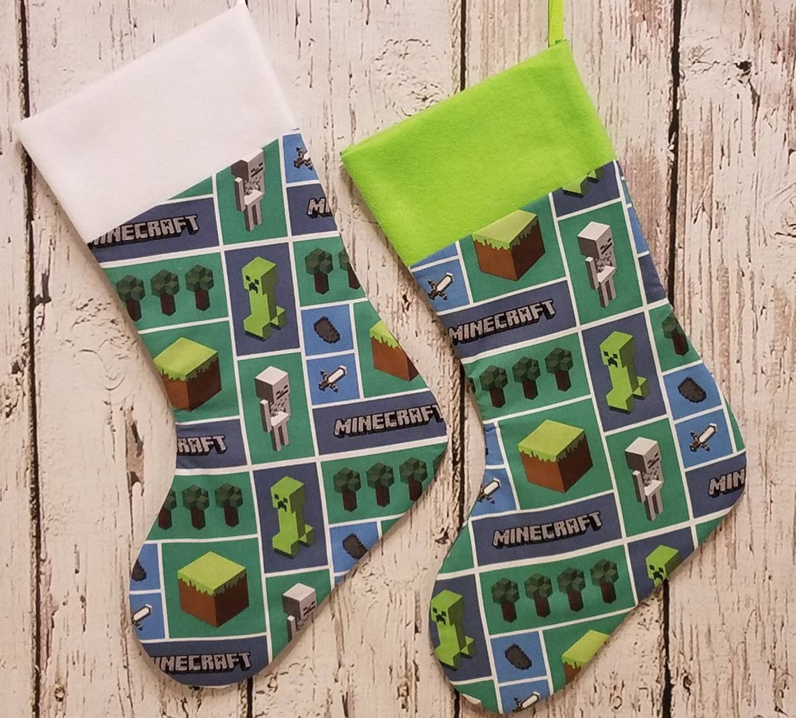 Minecraft Christmas Stocking, Video Game, Gamer, Kids Christmas - Etsy