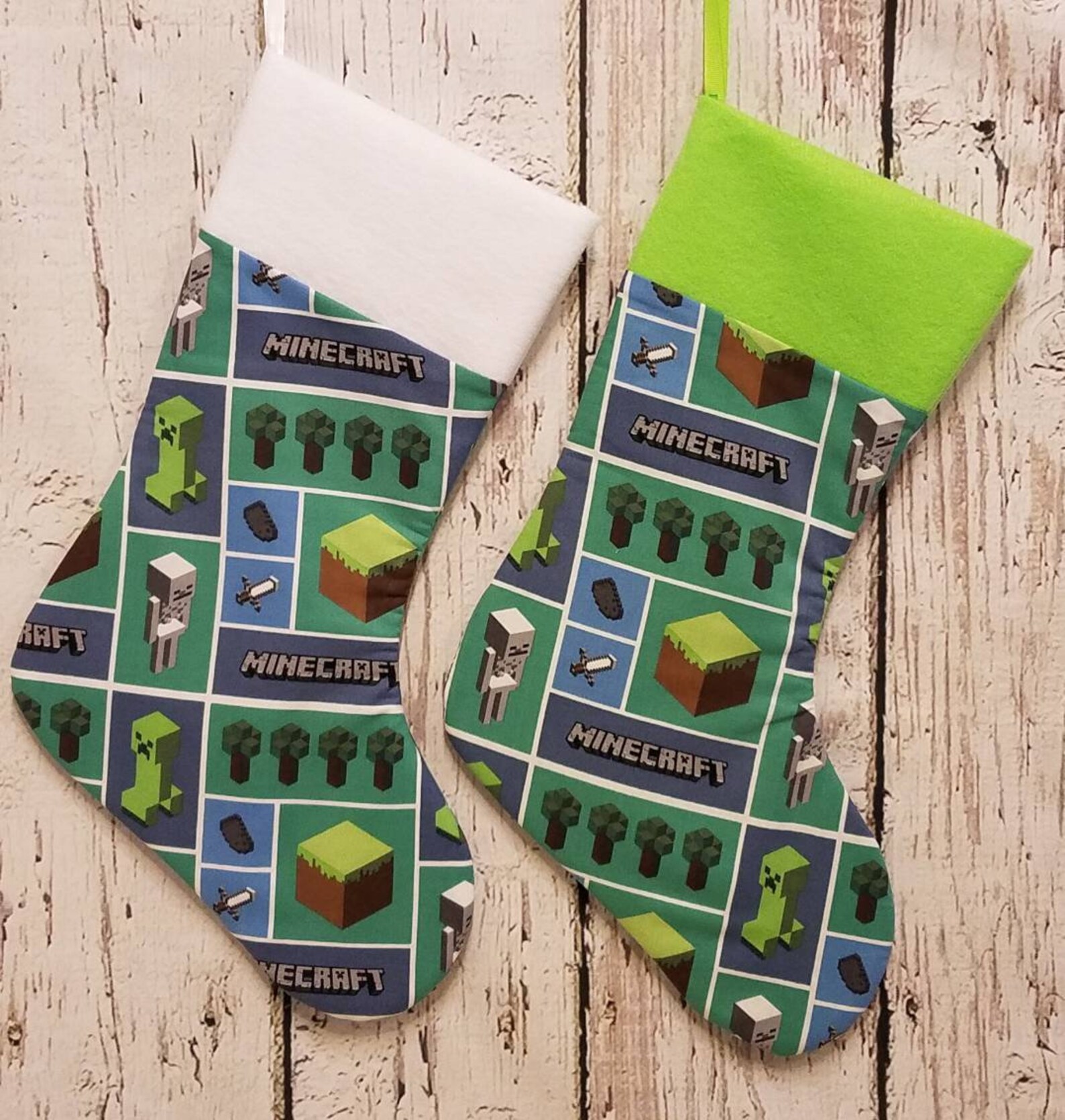 Minecraft Christmas Stocking, Video Game, Gamer, Kids Christmas - Etsy