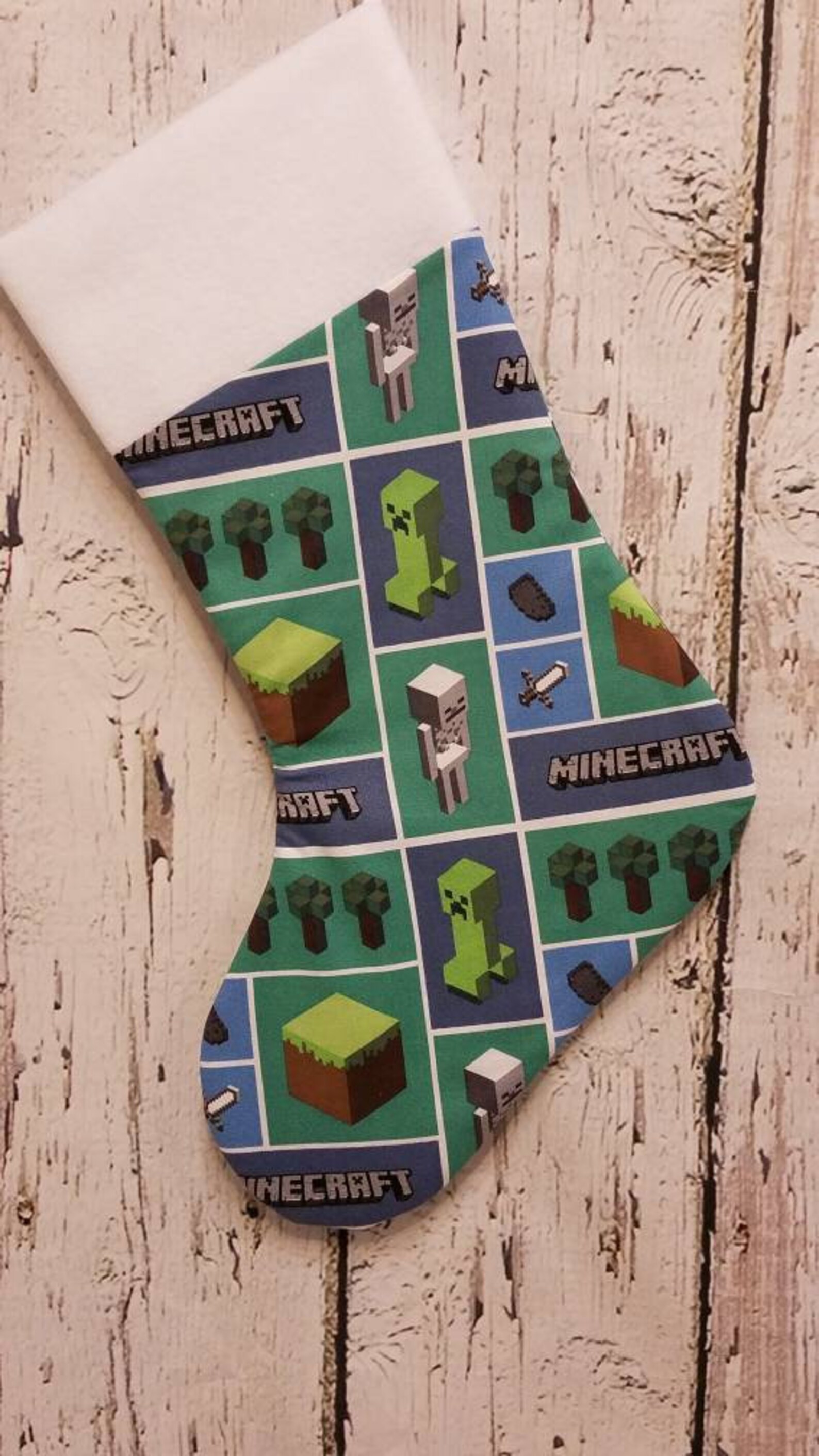 Minecraft Christmas Stocking, Video Game, Gamer, Kids Christmas - Etsy