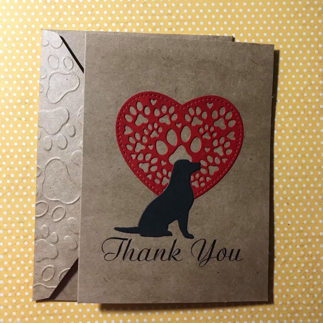 Heart Paw Print Cards, Black Dog Cards, Stationery Set, Greeting Cards ...