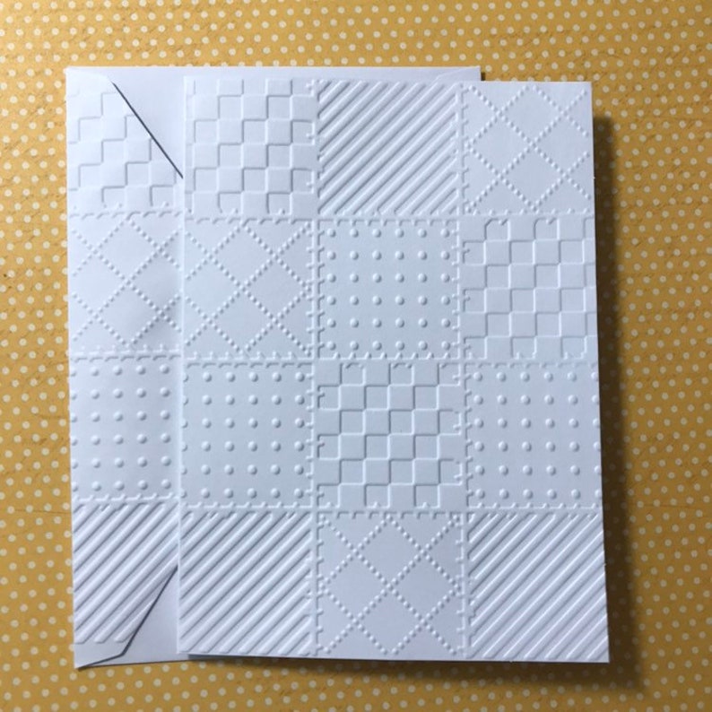 Quilt Block Cards White Embossed Note Cards Stationery Set | Etsy