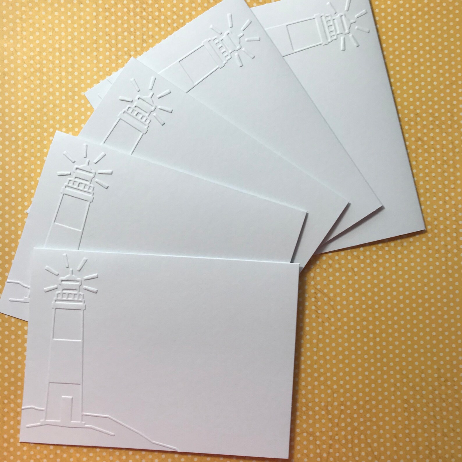 Lighthouse Cards, White Embossed Note Card Set, Nautical Card Set ...
