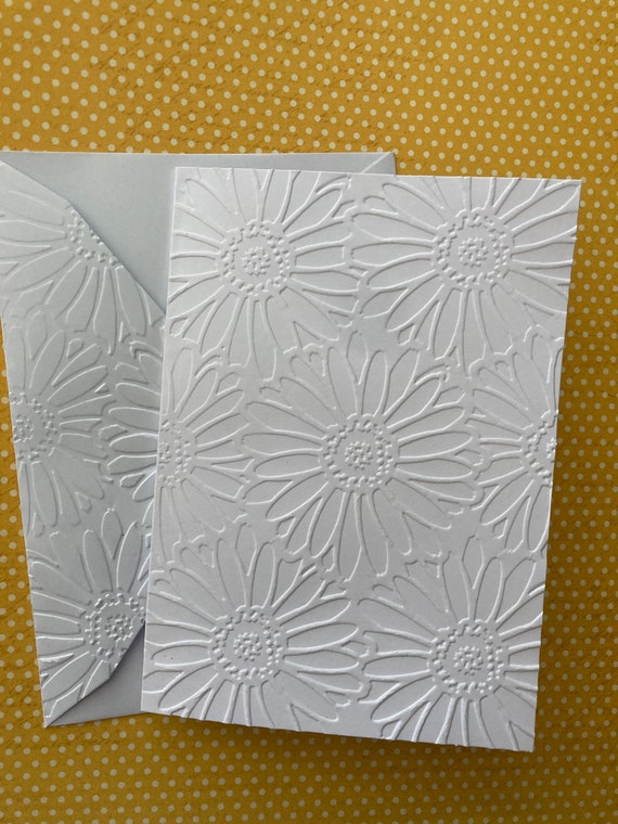 Daisy Card Set Flower White Embossed Note Cards Daisies Card - Etsy