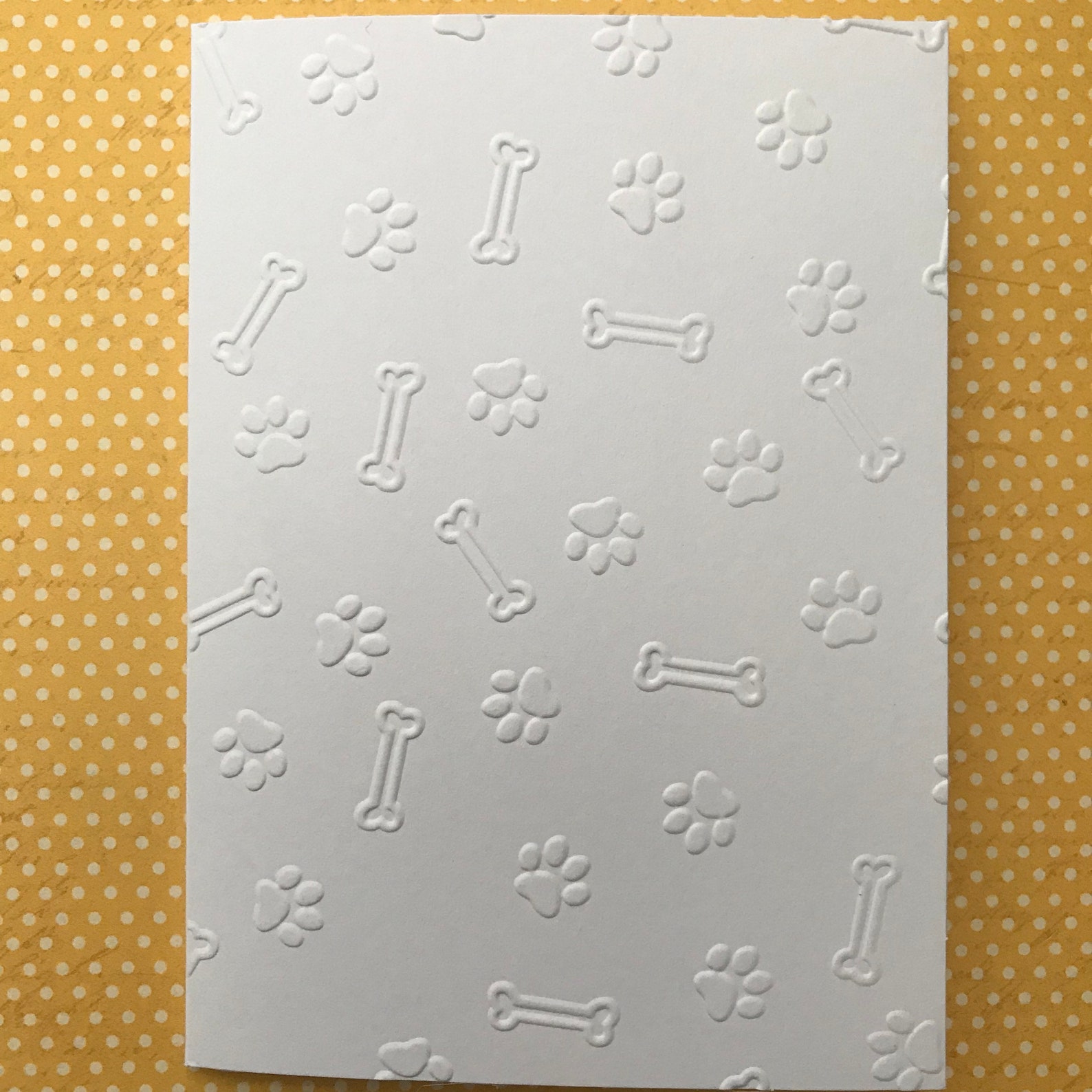 Paw Print & Dog Bone Card Set White Embossed Cards Greeting | Etsy