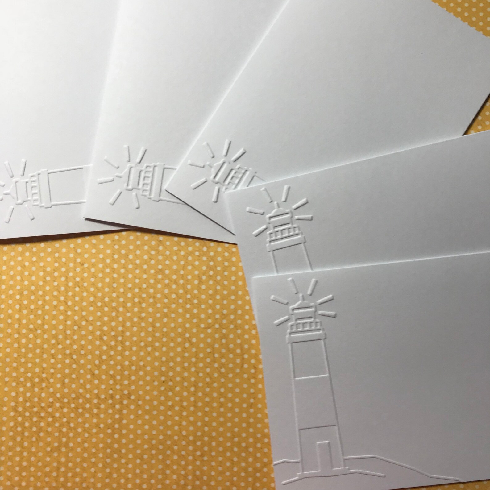 Lighthouse Cards White Embossed Note Card Set Nautical Card - Etsy