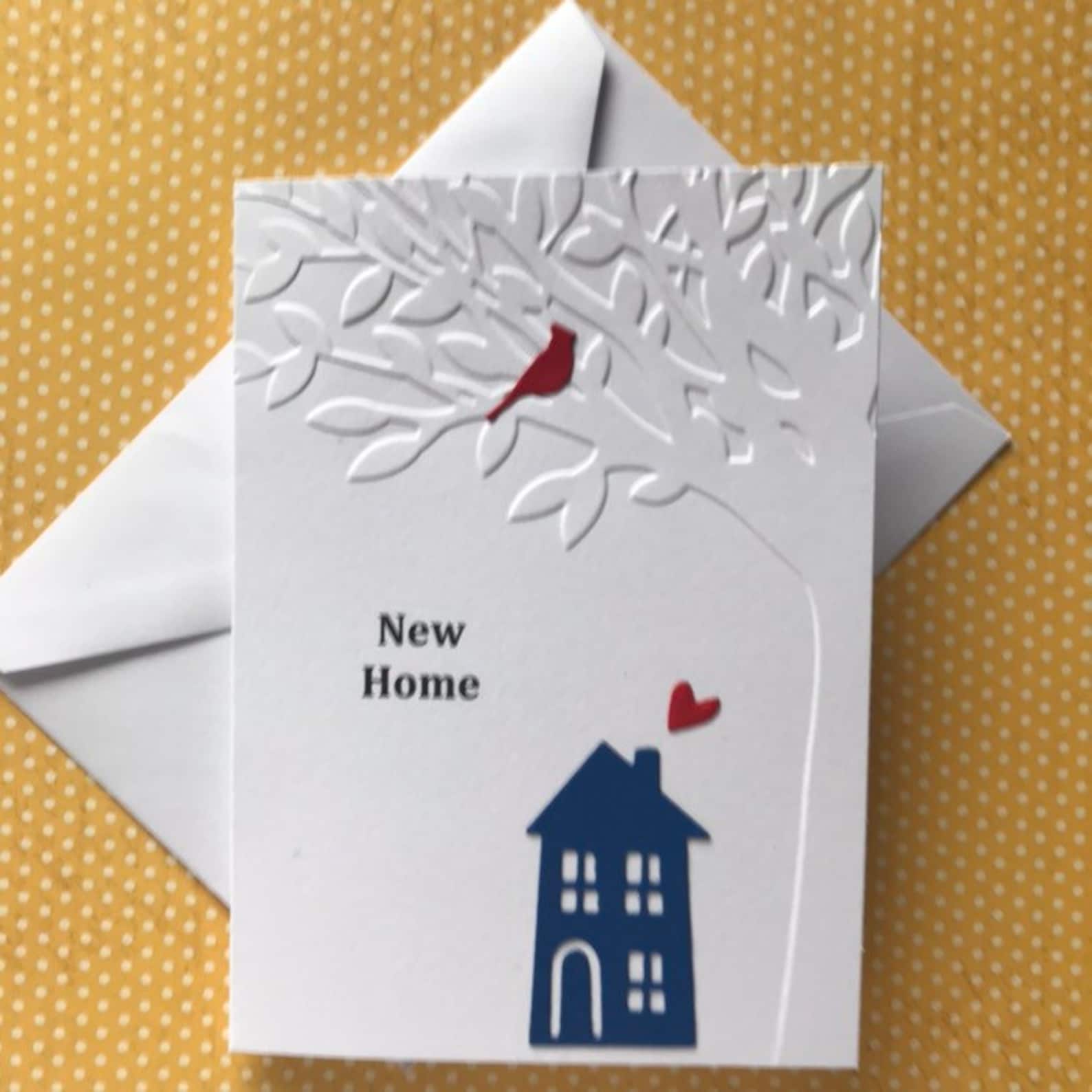 New Home Card House Note Card Tree Embossed Card - Etsy