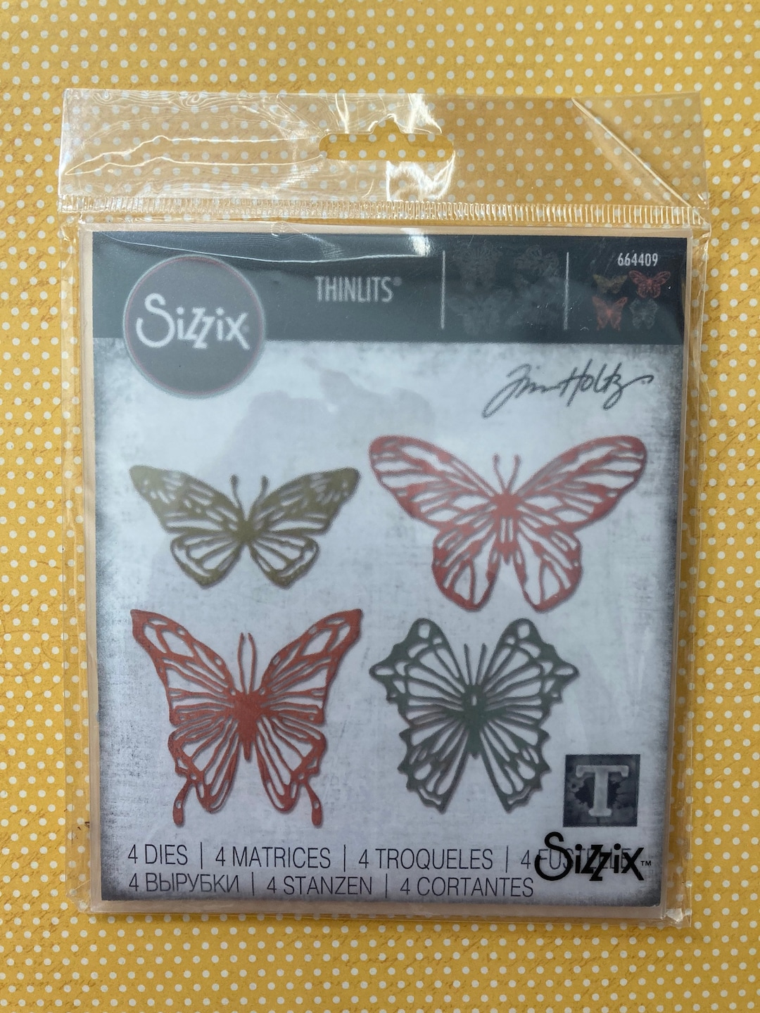 Butterfly Dies, Sizzix Thinlits Die Set 4PK Scribbly Butterflies by Tim Holtz 664409 Designed By ...