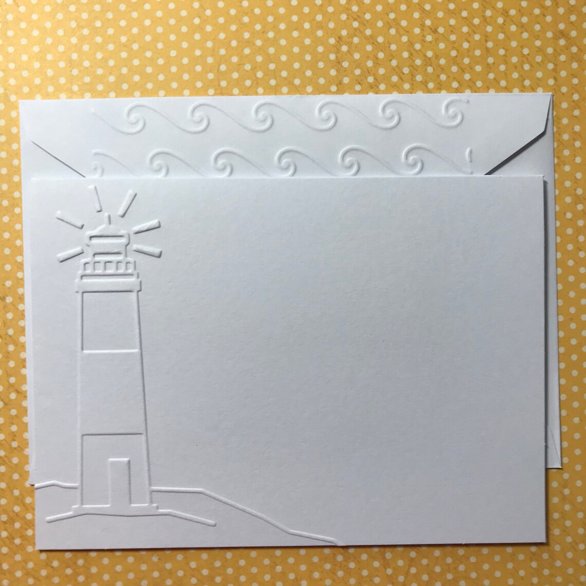 Lighthouse Cards White Embossed Note Card Set Nautical Card - Etsy
