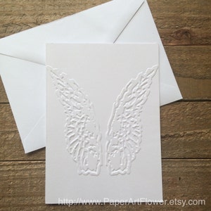 Angel Wings Card Set, White Embossed Cards, Stationery Set, Greeting ...