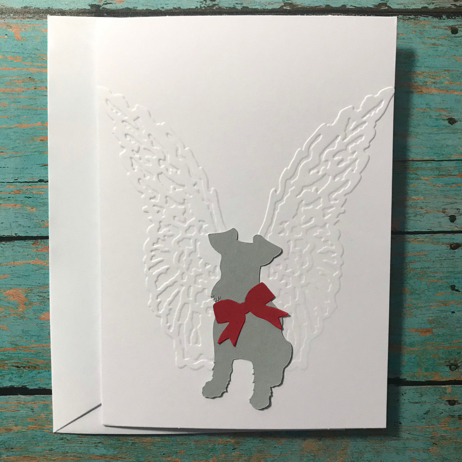 Schnauzer With Embossed Angel Wings Card, Dog Card, Christmas Angel ...