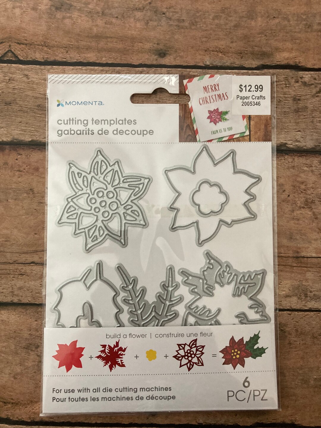 Poinsettia Metal Die, Momenta Build A Flower Poinsettia Etched Wafer ...