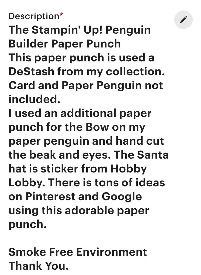Stampin up Penguin Builder Paper Punch Card Making Crafting Tag Making ...