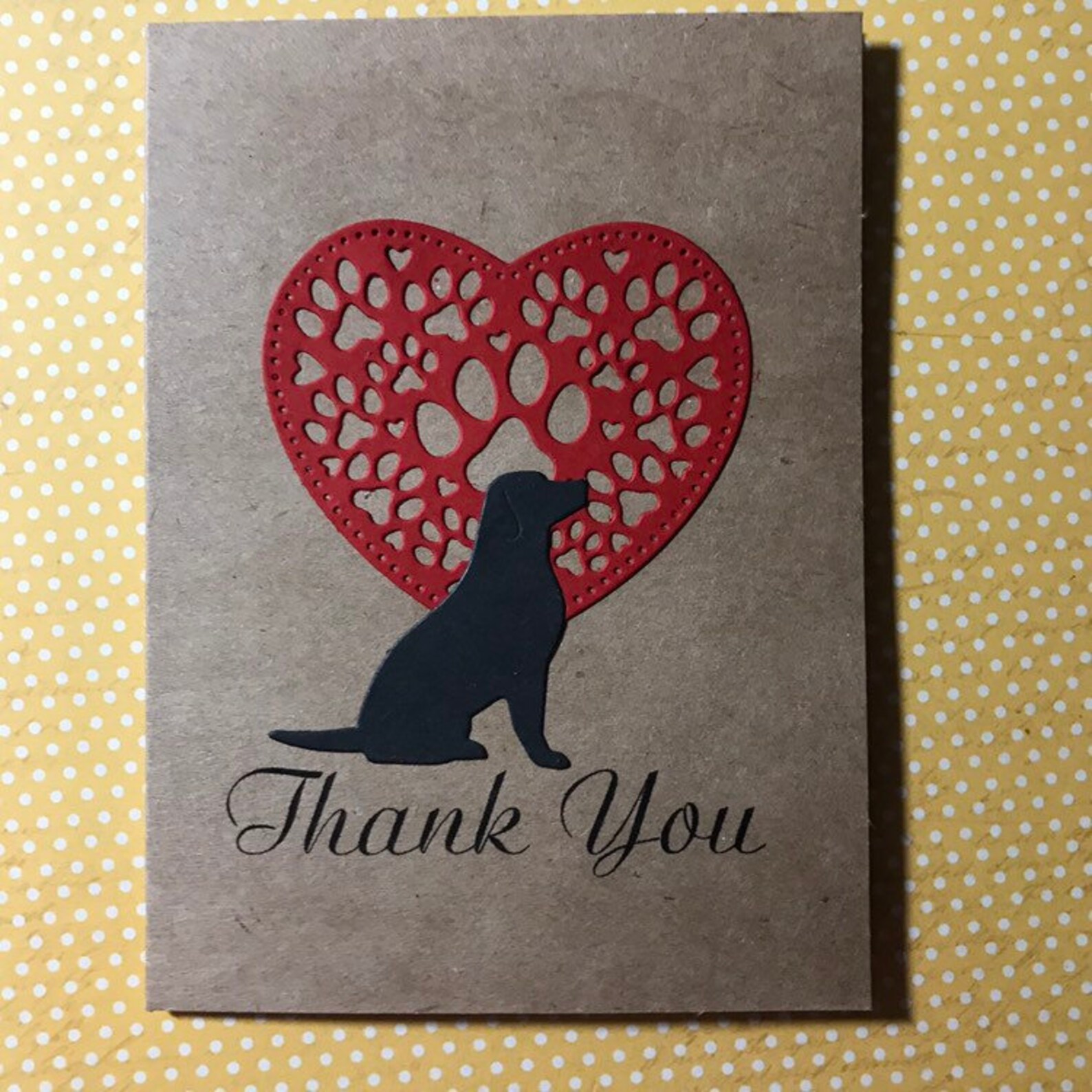 Heart Paw Print Cards, Black Dog Cards, Stationery Set, Greeting Cards ...
