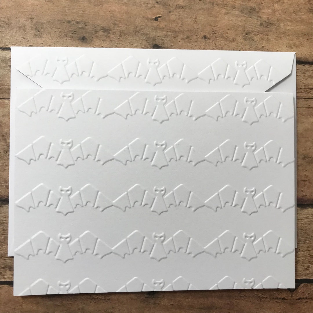 Bat Halloween Card Set White Embossed Cards Greeting Card,stationery ...