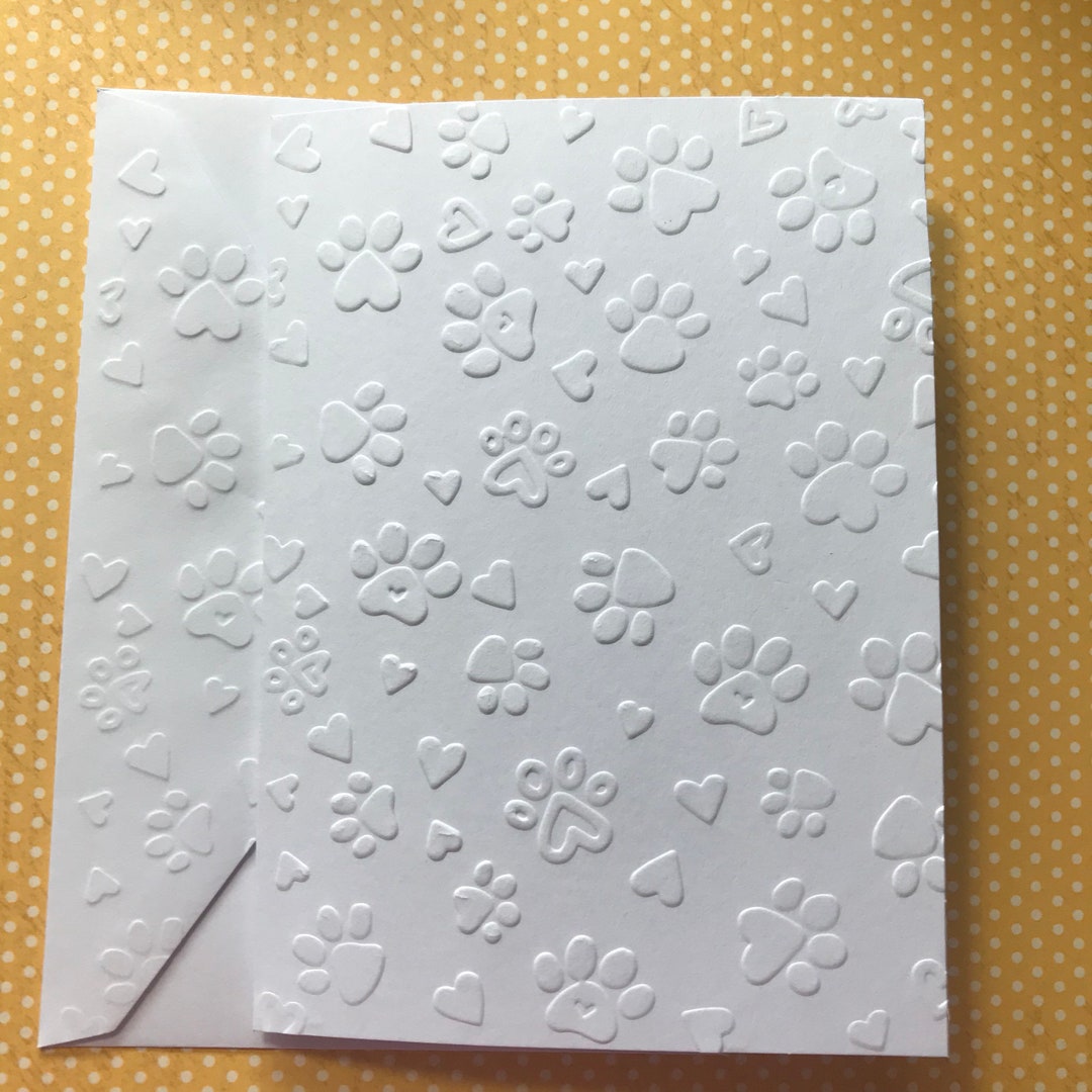 Paw Print Heart Card Set, White Embossed Note Cards, Greeting Cards ...