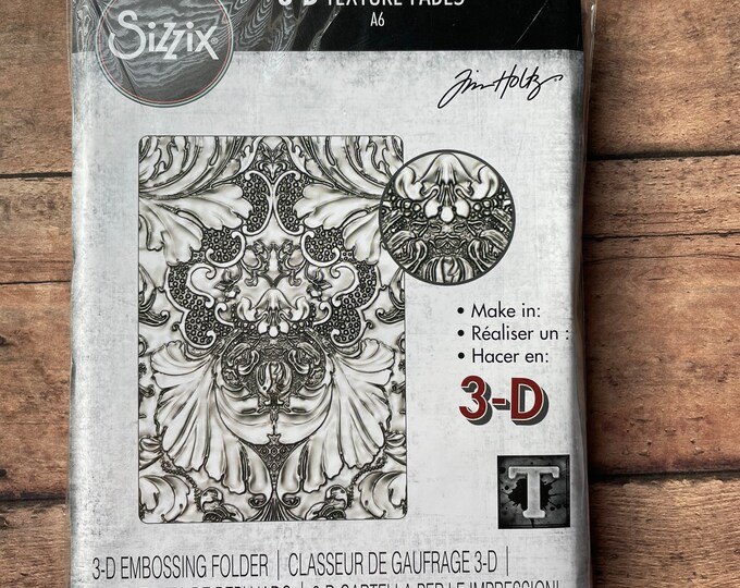 Sizzix 3-D Texture Fades Embossing Folder Damask by Tim Holtz 665733 ...