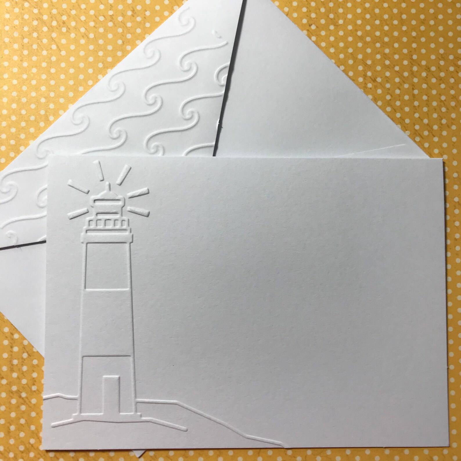 Lighthouse Cards, White Embossed Note Card Set, Nautical Card Set ...