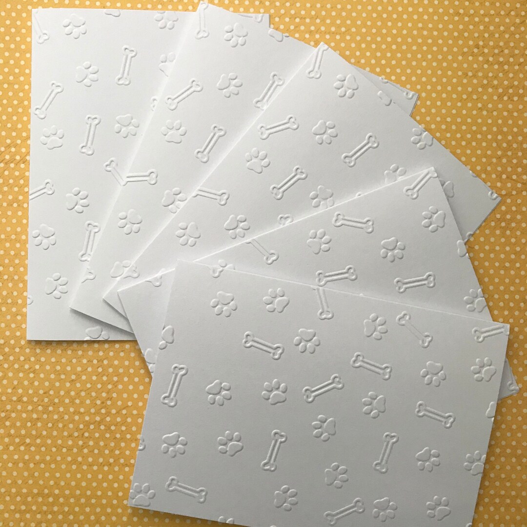 Paw Print & Dog Bone Card Set, White Embossed Cards, Greeting Cards ...