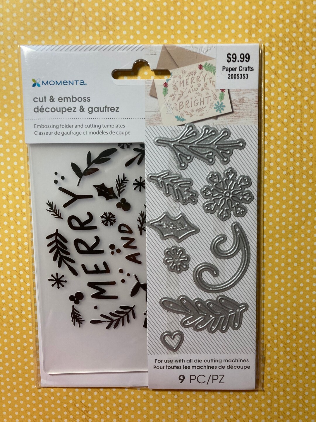 Christmas Embossing Folder and Dies Momenta Merry and Bright Cut ...
