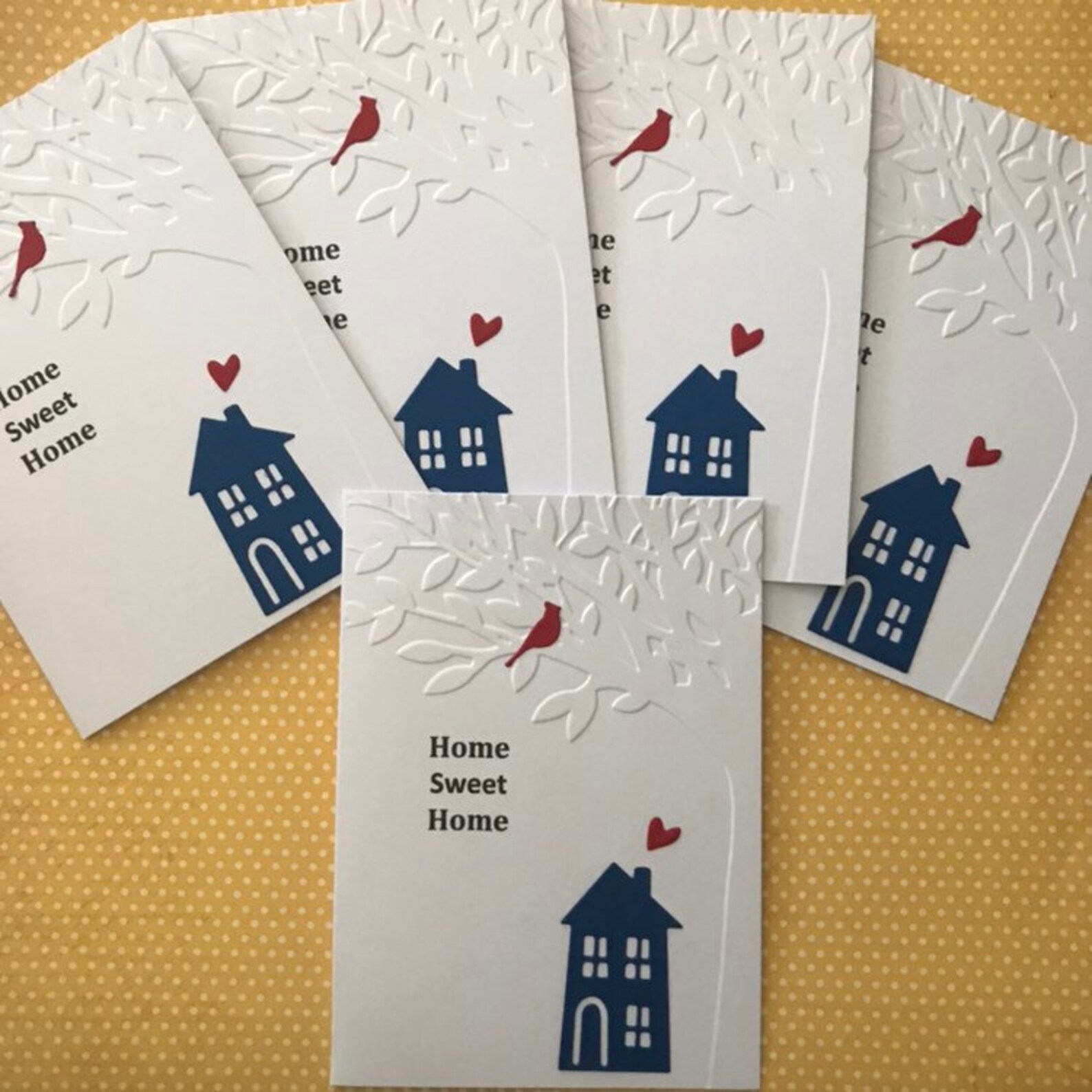 New Home Card House Note Card Tree Embossed Card - Etsy