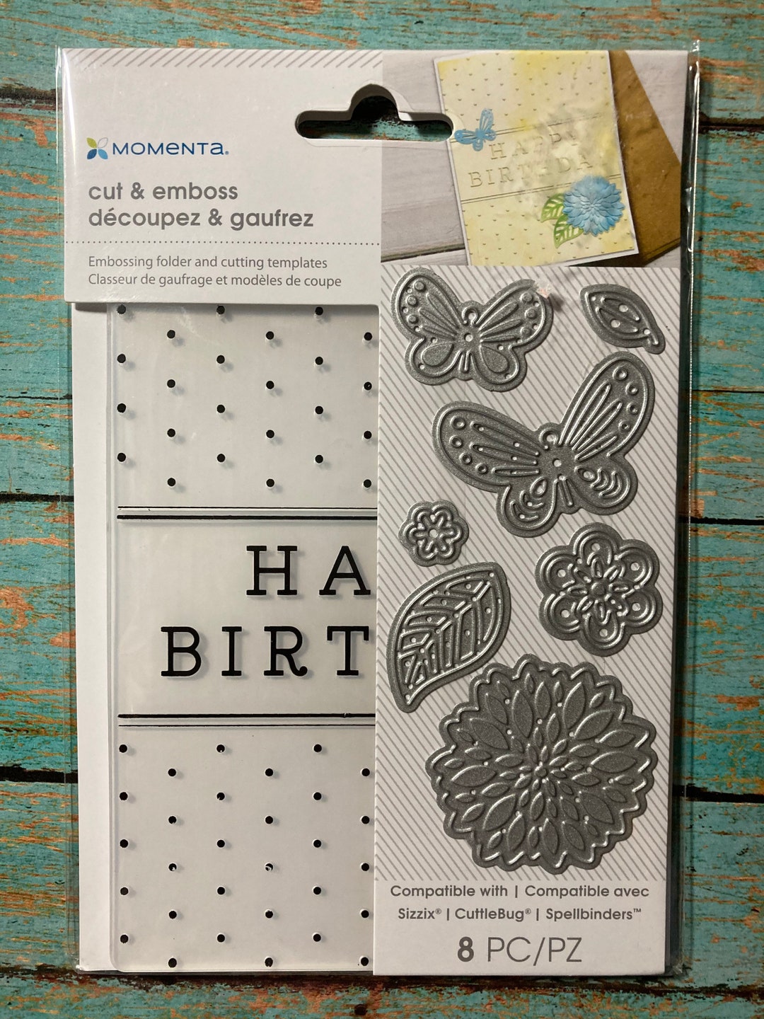 Happy Birthday Cut & Emboss Thinlits Die and Folder Momenta Butterfly ...