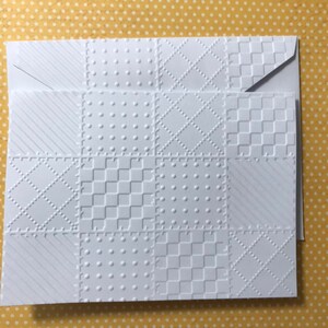 Quilt Block Cards, White Embossed Note Cards, Stationery Set, Greeting ...