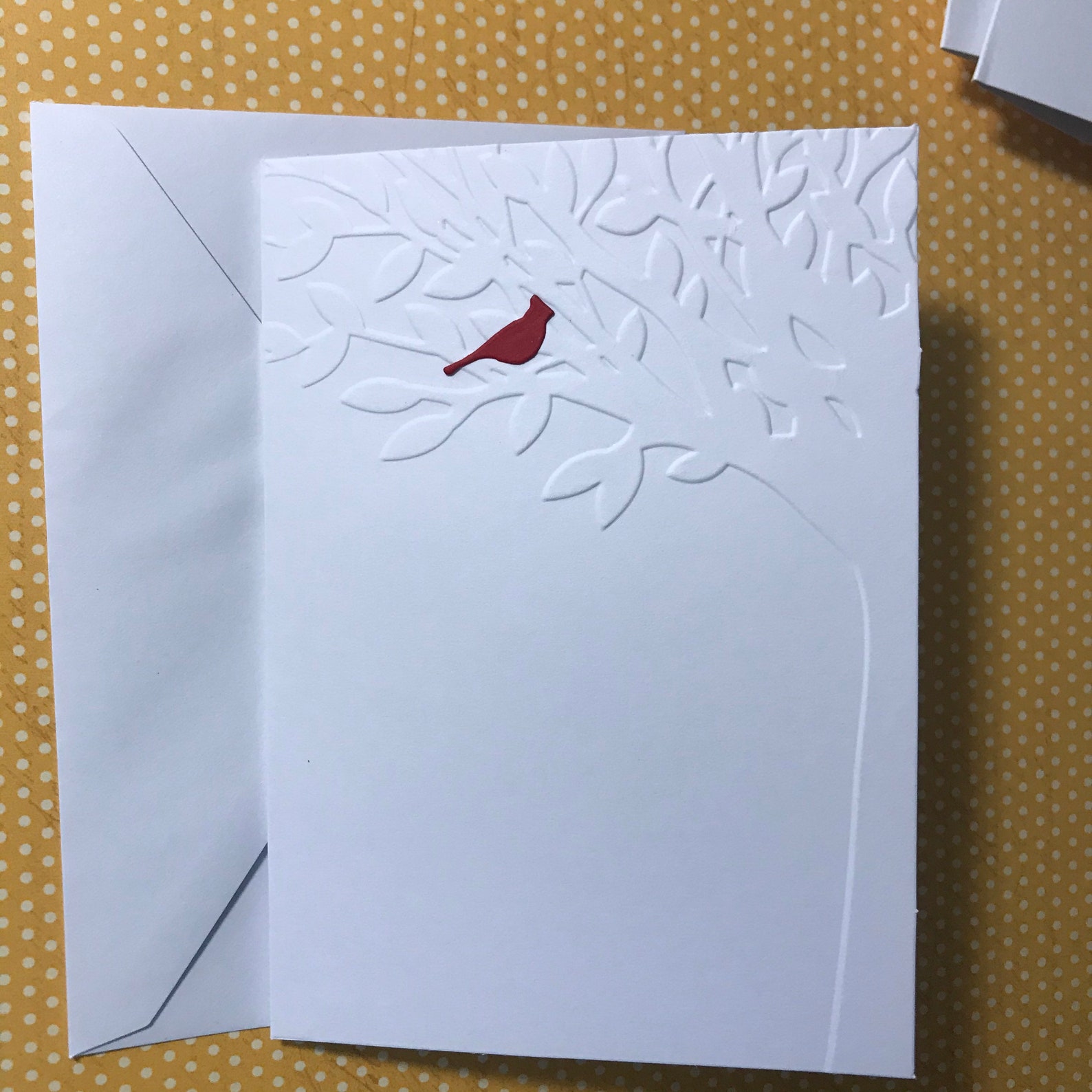 Cardinal Cards White Embossed Tree Cards Cardinal Bird | Etsy