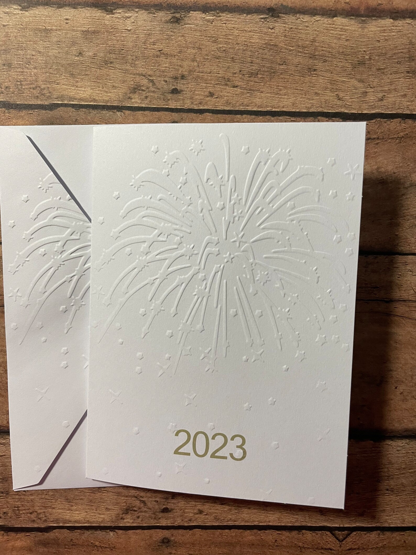 New Year's Card Set Fireworks Card Set White Embossed - Etsy