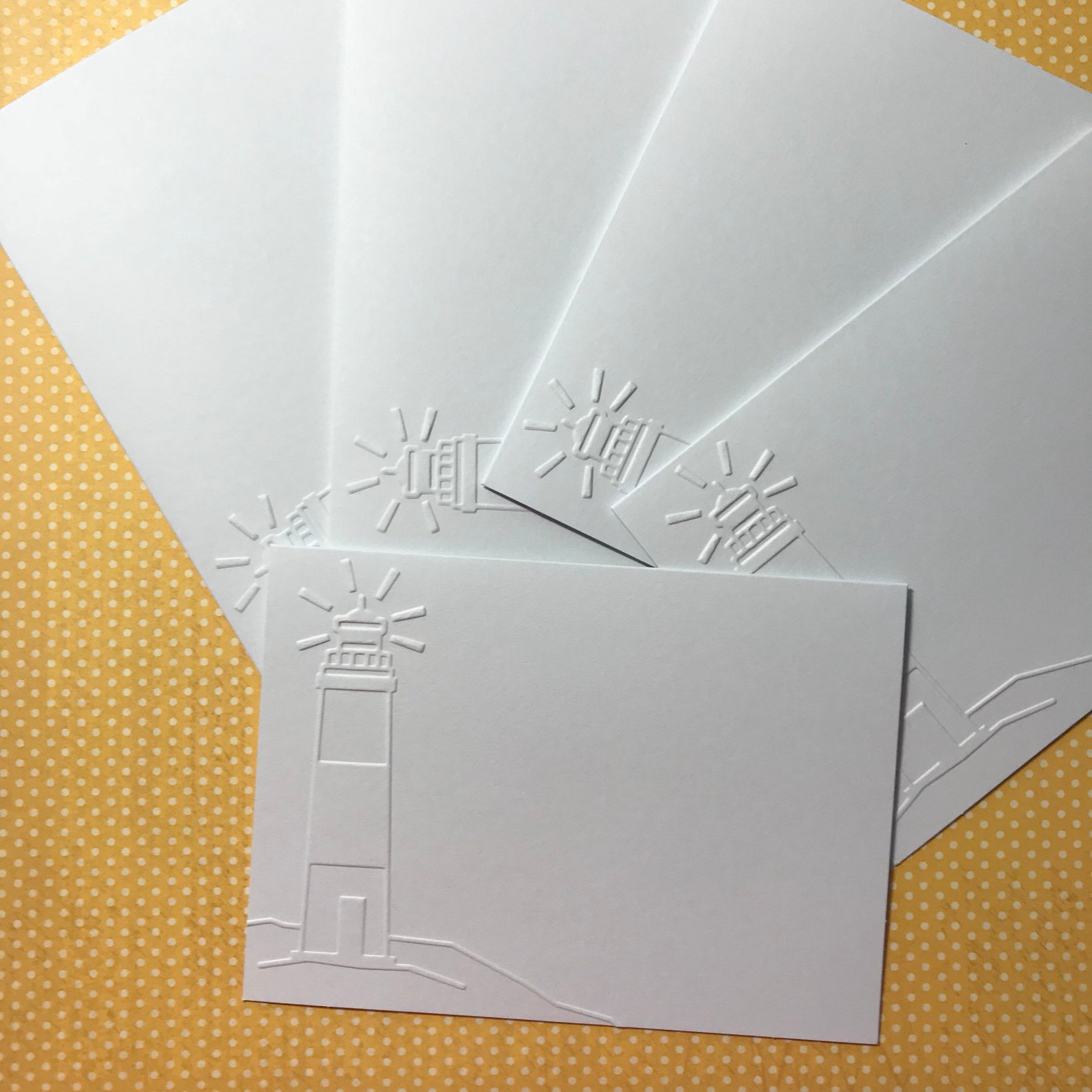 Lighthouse Cards, White Embossed Note Card Set, Nautical Card Set ...