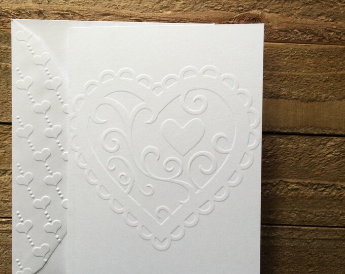 Heart Note Cards Stationery Set of 10 Cards in White or Light Ivory ...