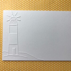Lighthouse Cards White Embossed Note Card Set Nautical Card - Etsy