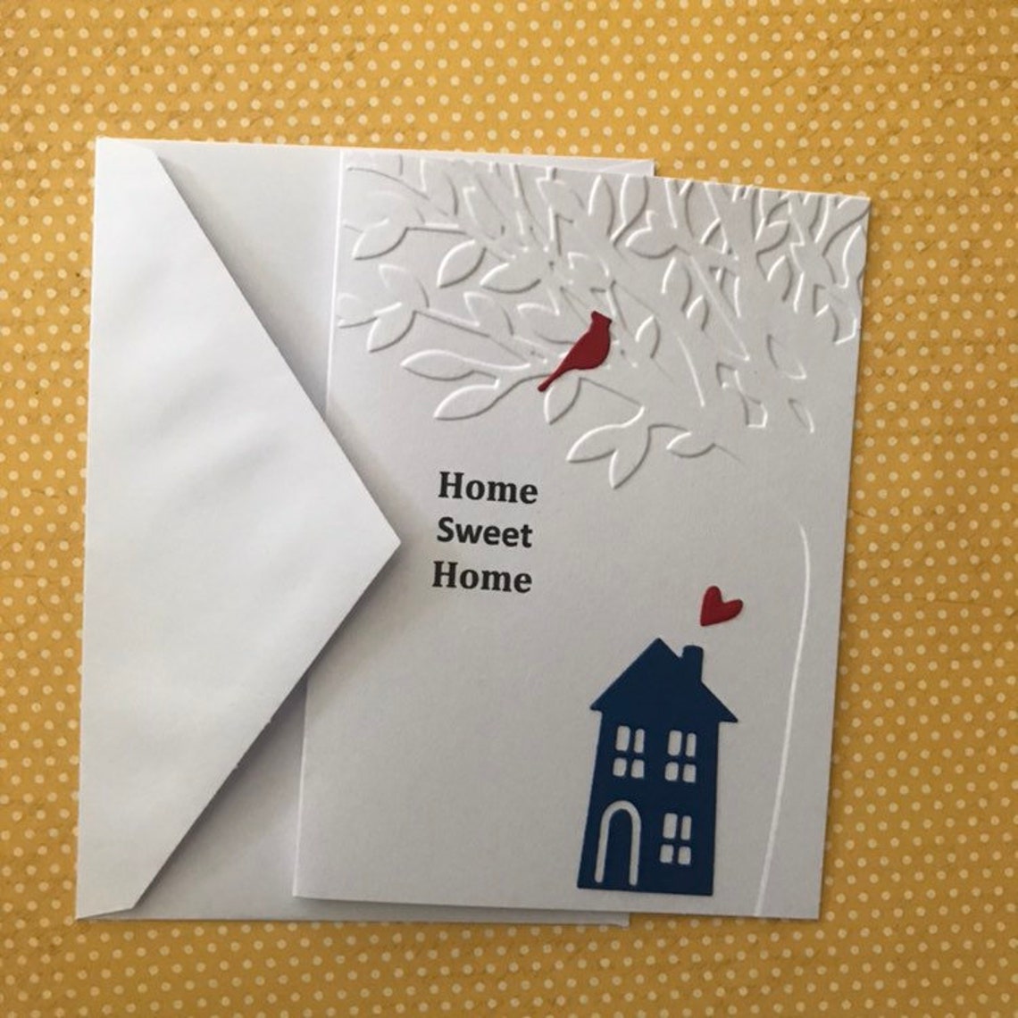 New Home Card House Note Card Tree Embossed Card - Etsy